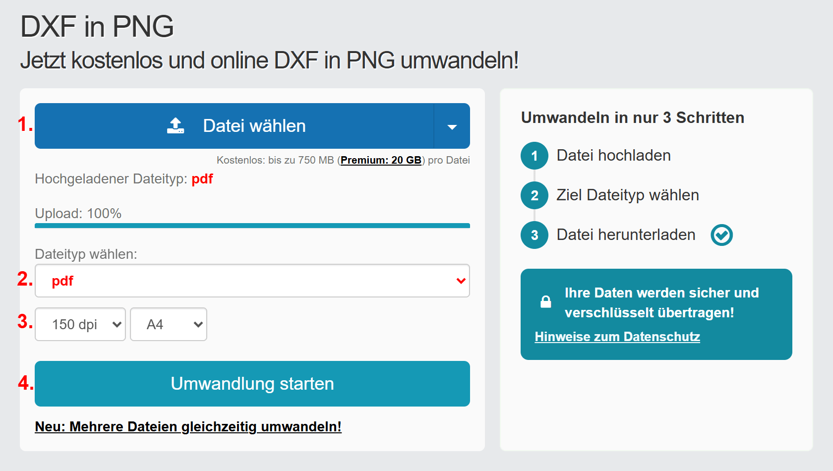 DXF in PNG umwandeln - kostenlos & online